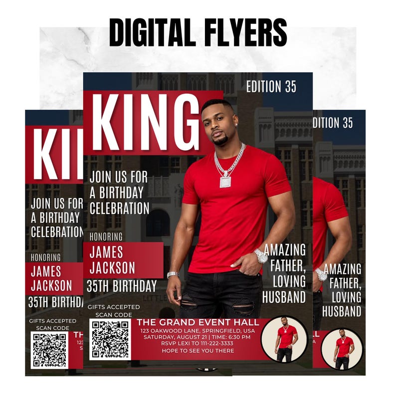 Magazine Cover Birthday Invitation, Man Party, Editable Digital Invite ...