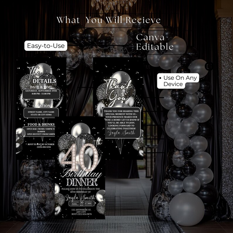 Birthday Party Invitation, Details & RSVP |digital Invitation, Editable ...