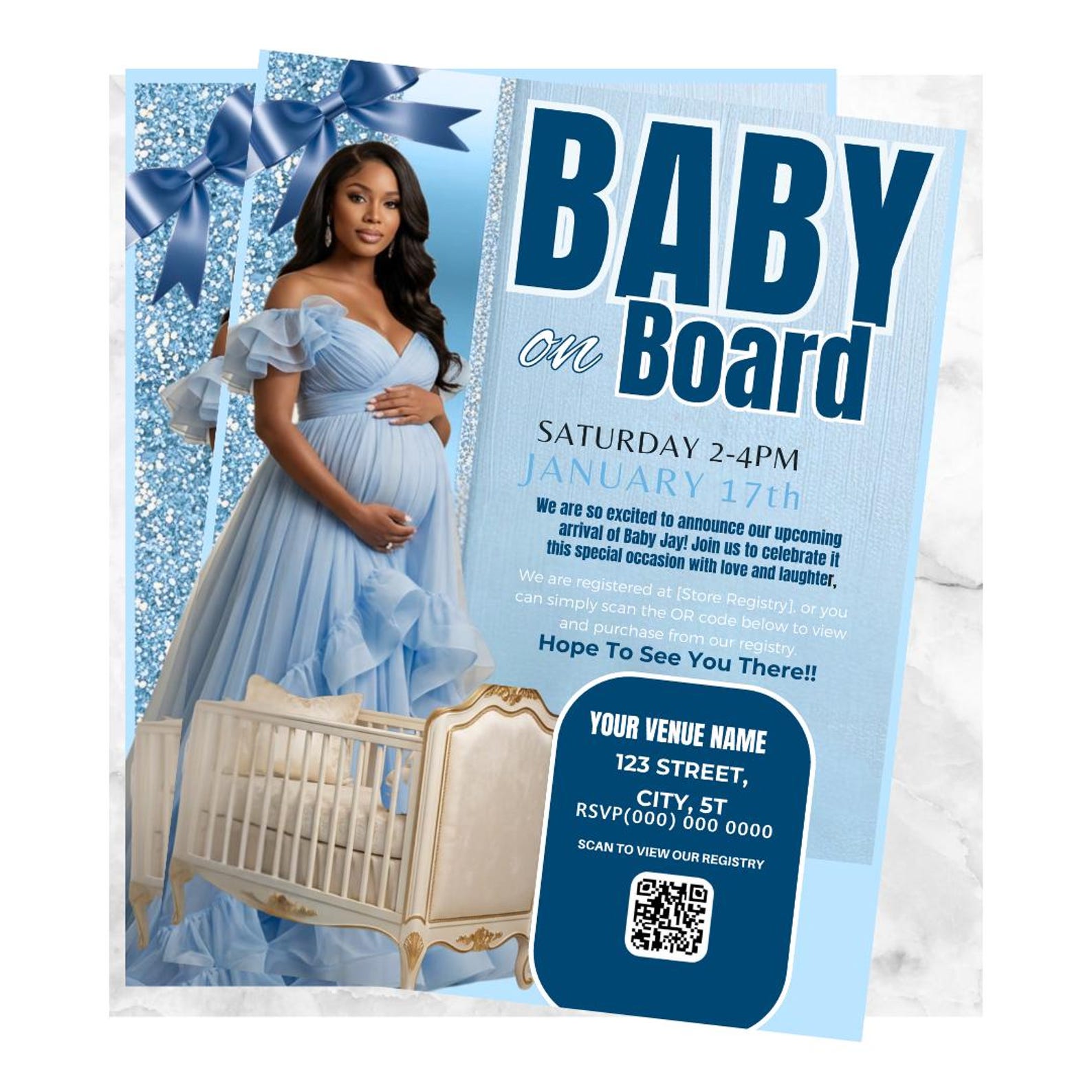 Baby Shower Digital Invitation| With Itinerary, & RSVP | Baby in Bloom ...