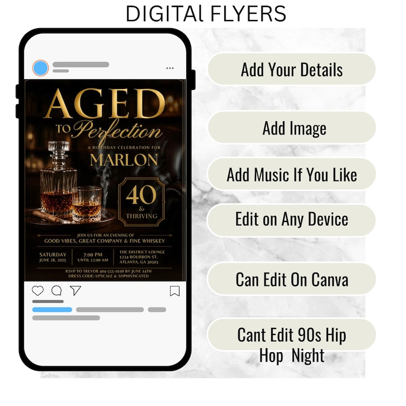 Birthday Party Invitation Flyer, Details & RSVP |digital Invitation ...