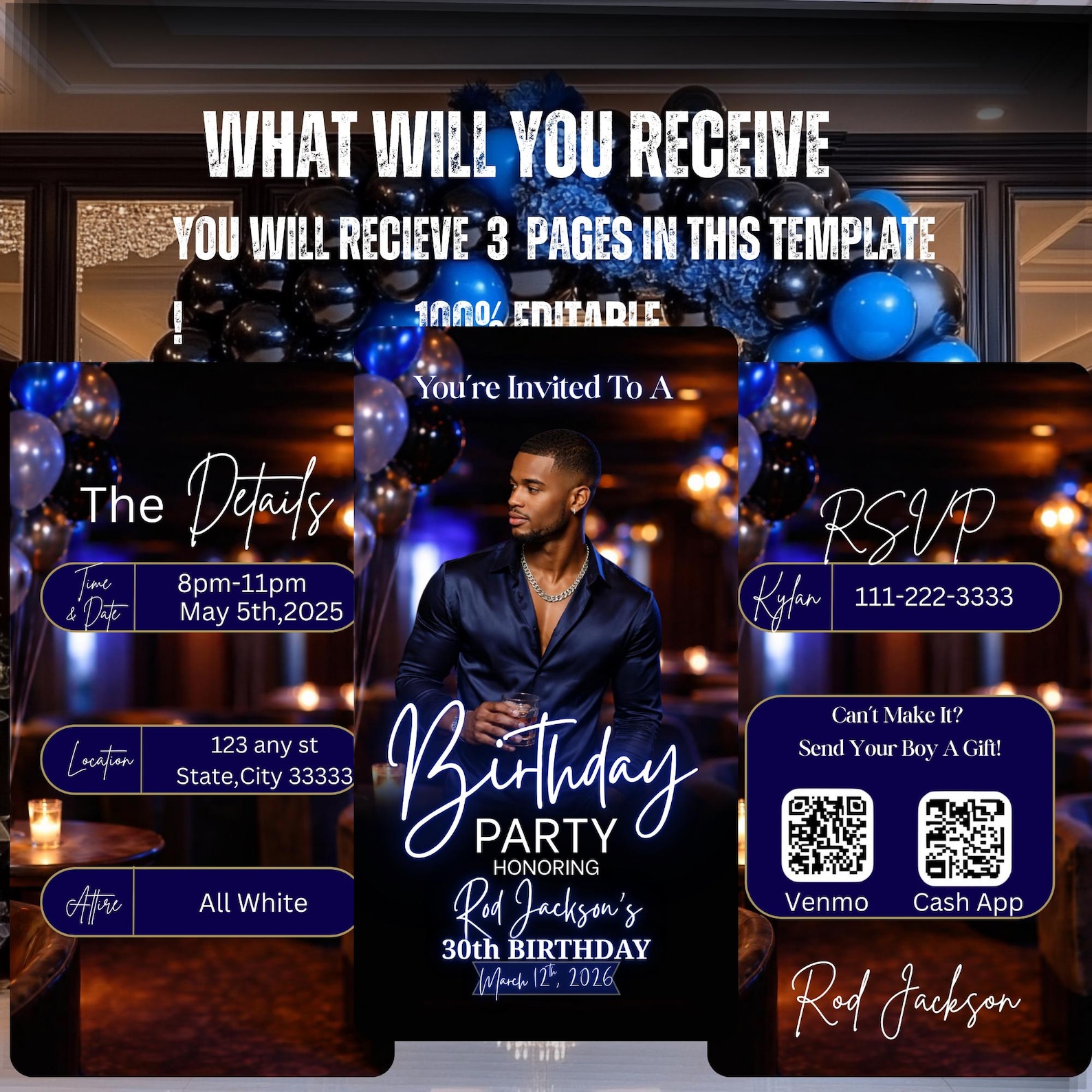 Birthday Party Invitation, Details & RSVP |digital Invitation, Editable ...
