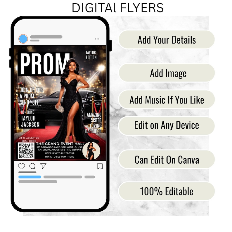 Prom Magazine Cover Invitation, Animated Send off (digital, Editable ...