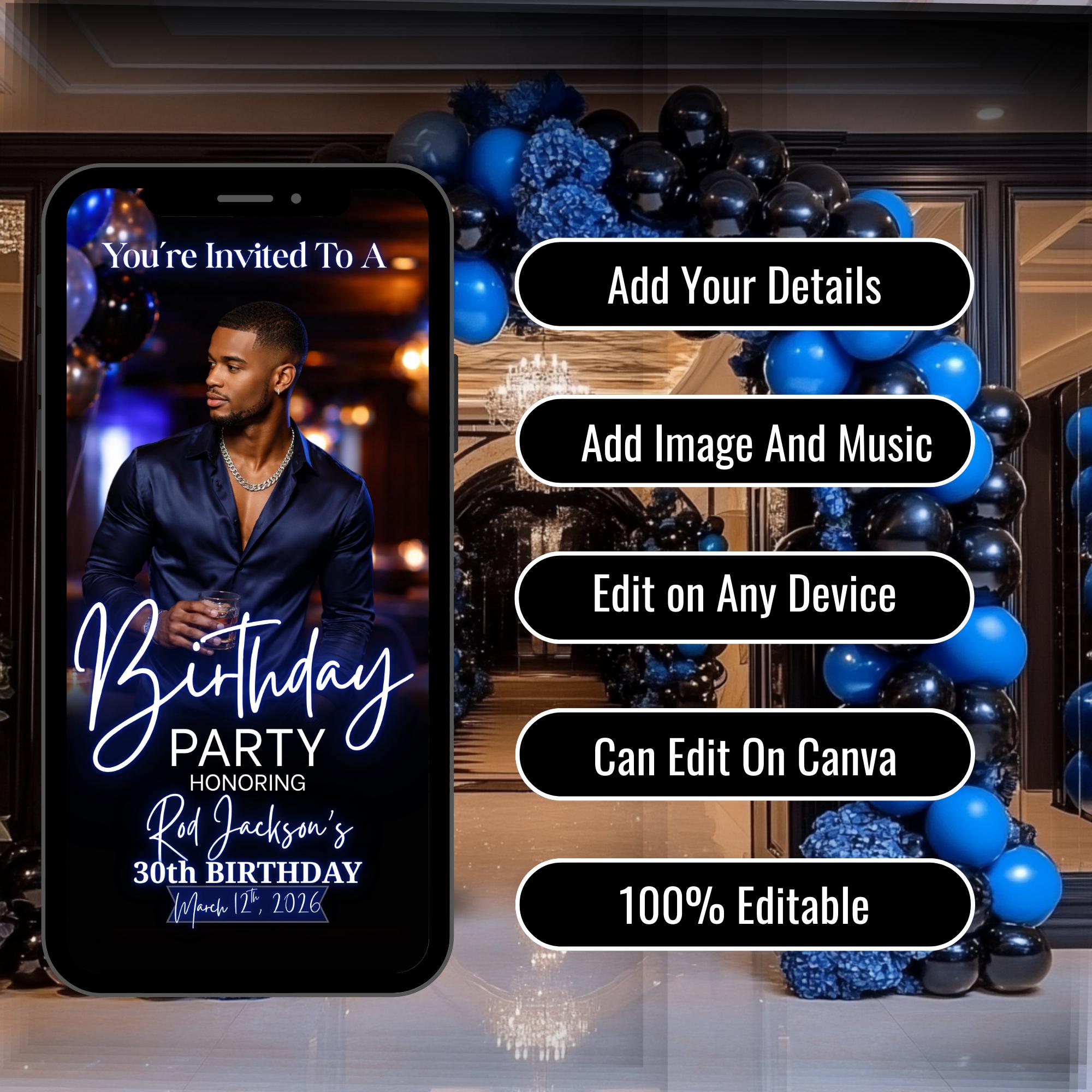 Birthday Party Invitation, Details & RSVP |digital Invitation, Editable ...