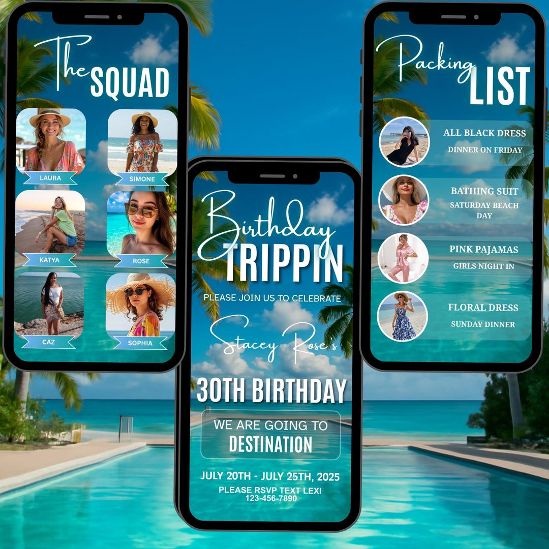 Birthday Trip Invitation Digital | Girls Getaway Invite With Itinerary ...