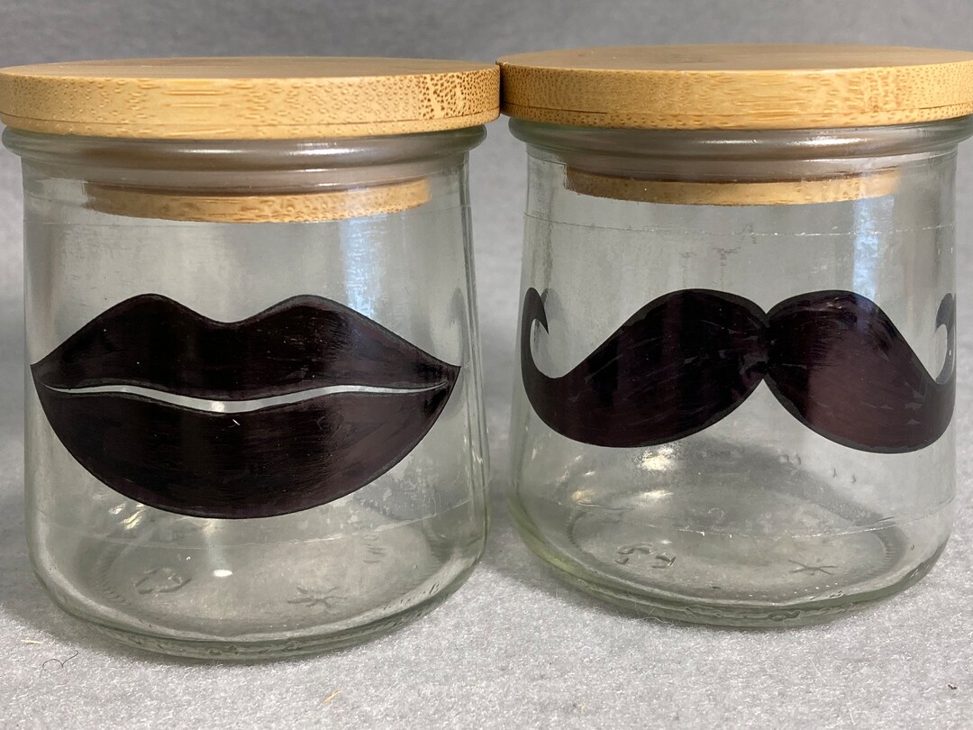 Mustache and Lips Catch-all Jars With Bamboo Lids for This-and-that ...