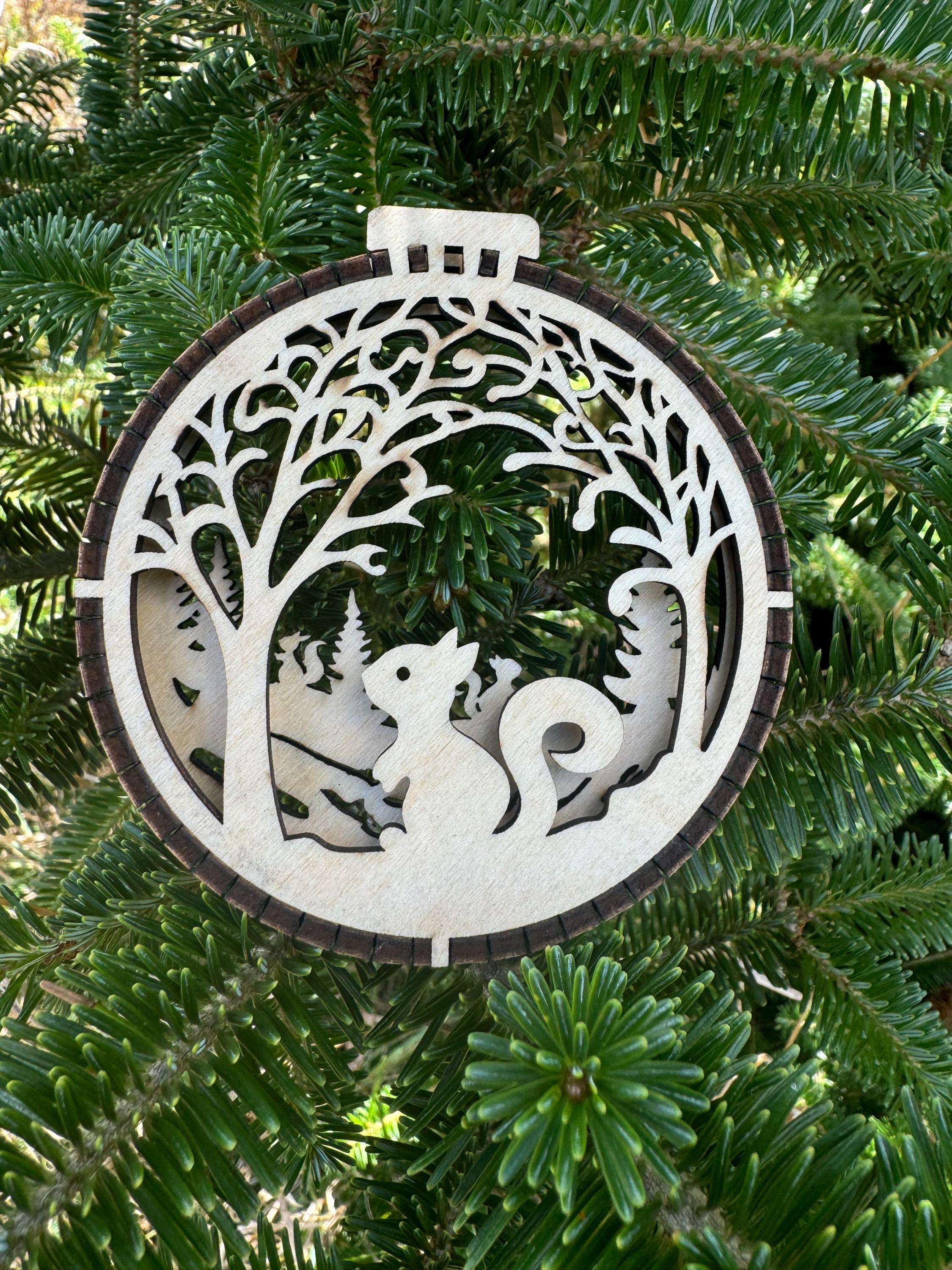Wooden Whimsical Squirrel Ornaments Set of 2 - Etsy