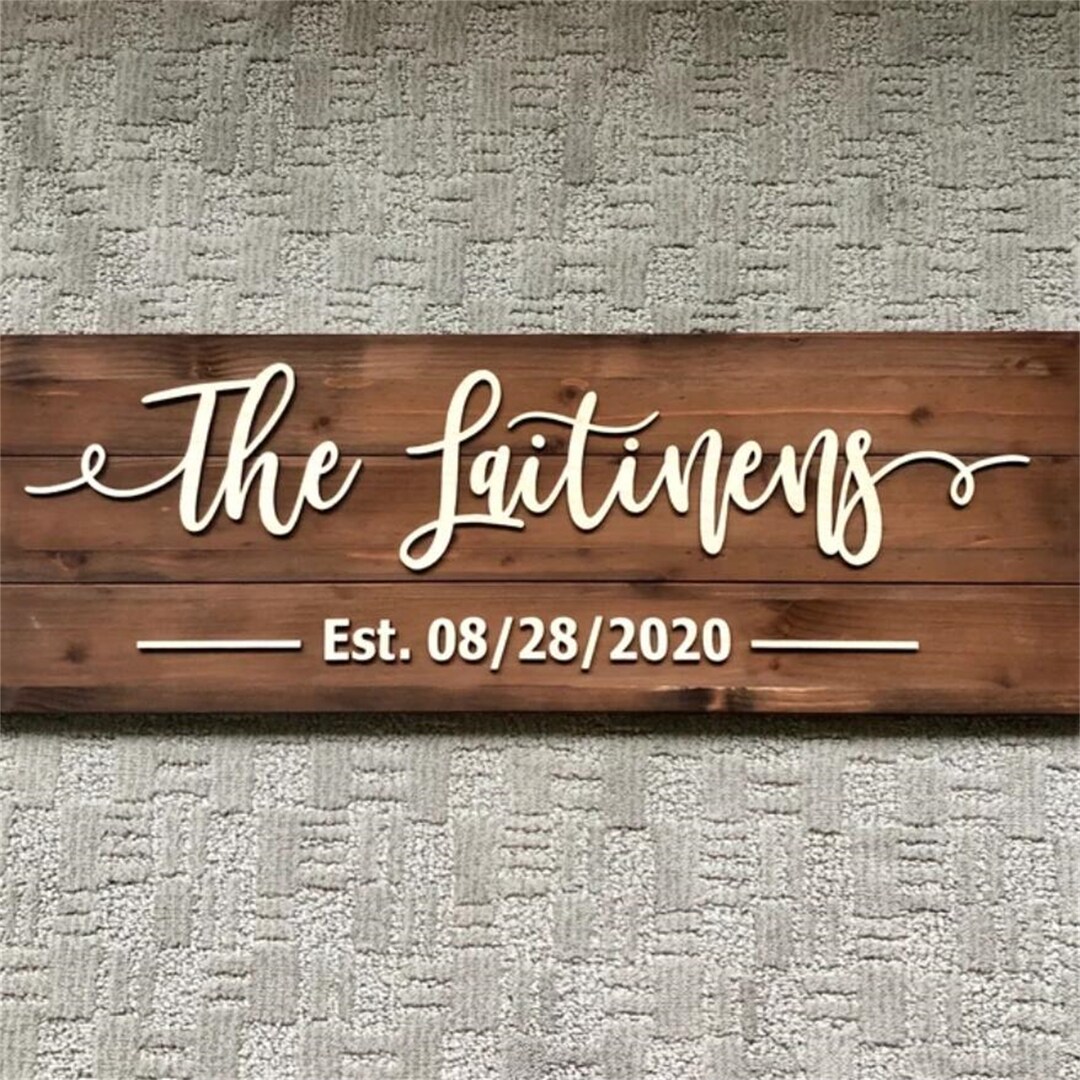 Personalized Wood Sign,custom Wedding Gift,last Name Sign,established ...