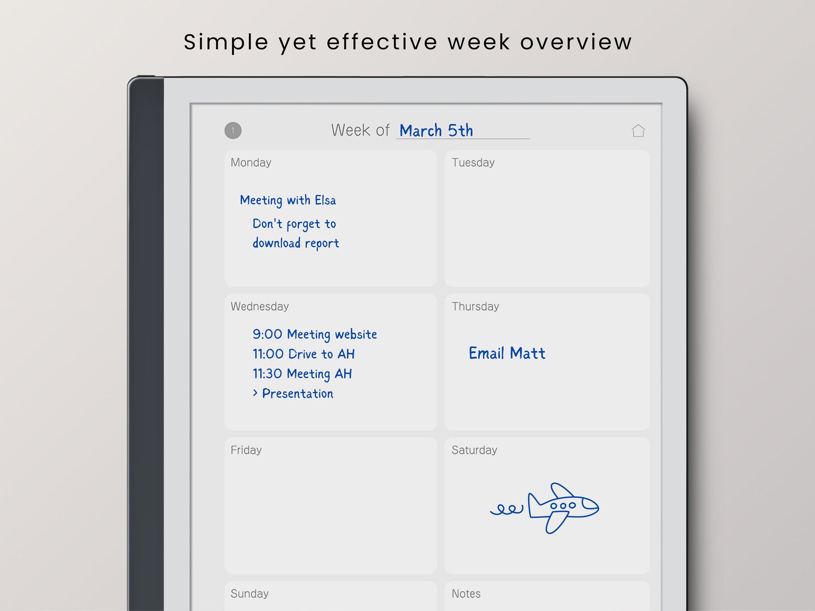 Simple Week Planner for E-ink Tablets, Weekly Planner, Digital Planner ...