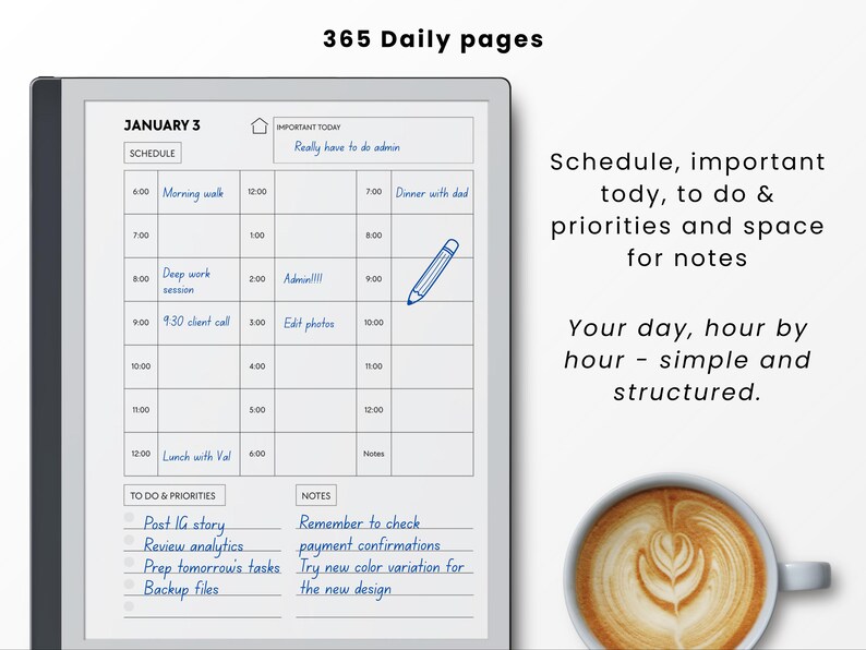 Planer 2026 für E-Ink Tablets als Remarkable 2, Paper Pro, Scribe ...