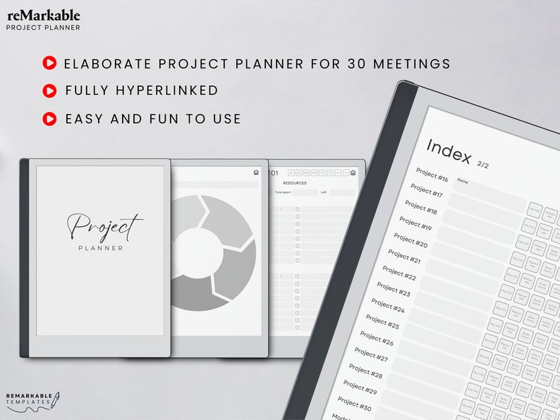 Remarkable Template Project, Remarkable 2 Project Planner, Interactive ...