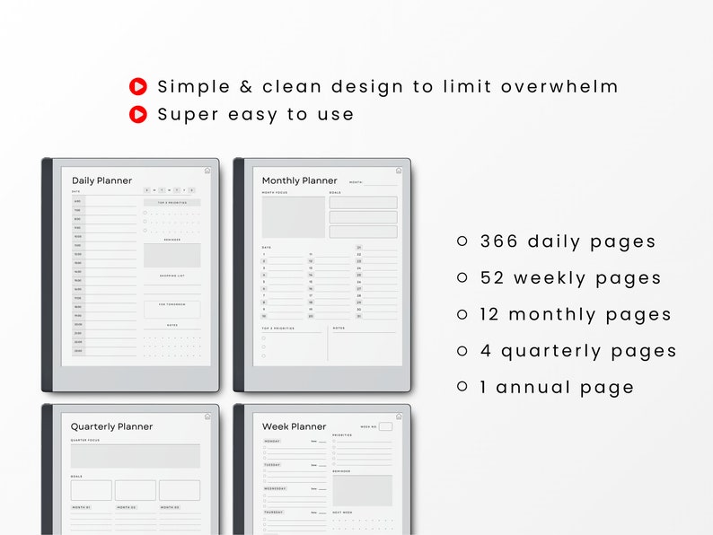 Productivity Bundle - Templates for E-ink Tablets Like Remarkable ...