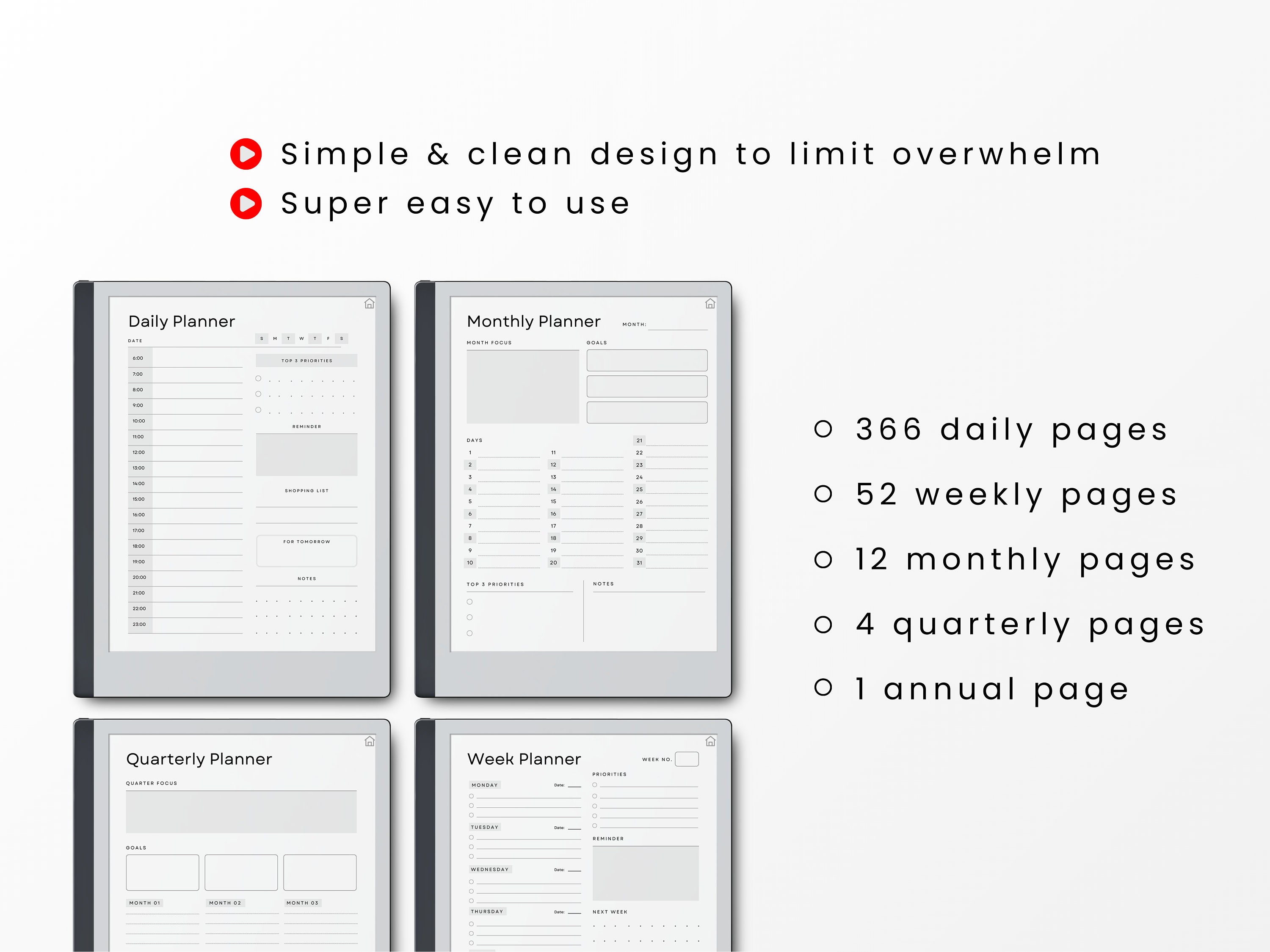 Productivity Bundle - Templates for E-ink Tablets Like Remarkable ...