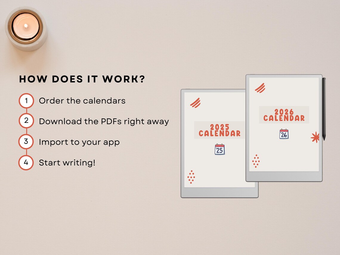 2025-2026 Calendar Templates for Remarkable, Interactive PDF (digital ...