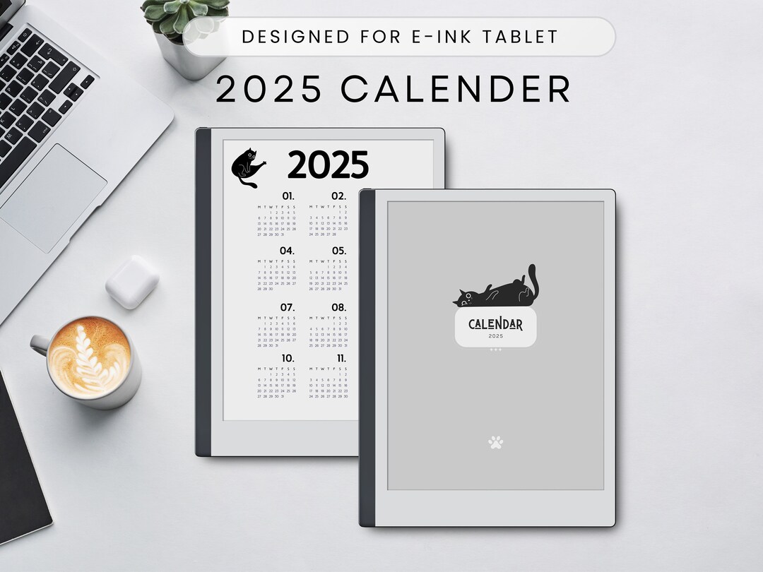2025 Calendar Template for E-ink Tablet, Monthly Calendar, Paper Tablet ...