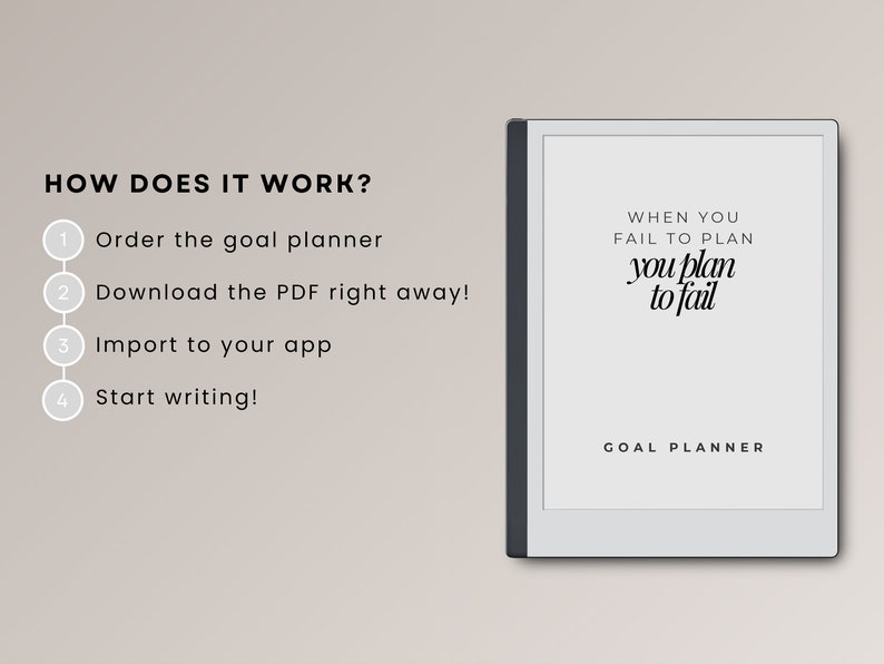 Goal Planner for E-ink Tablet, Goal Template, Digital Download ...