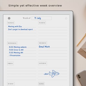 Simple Week Planner for E-ink Tablets, Weekly Planner, Digital Planner ...