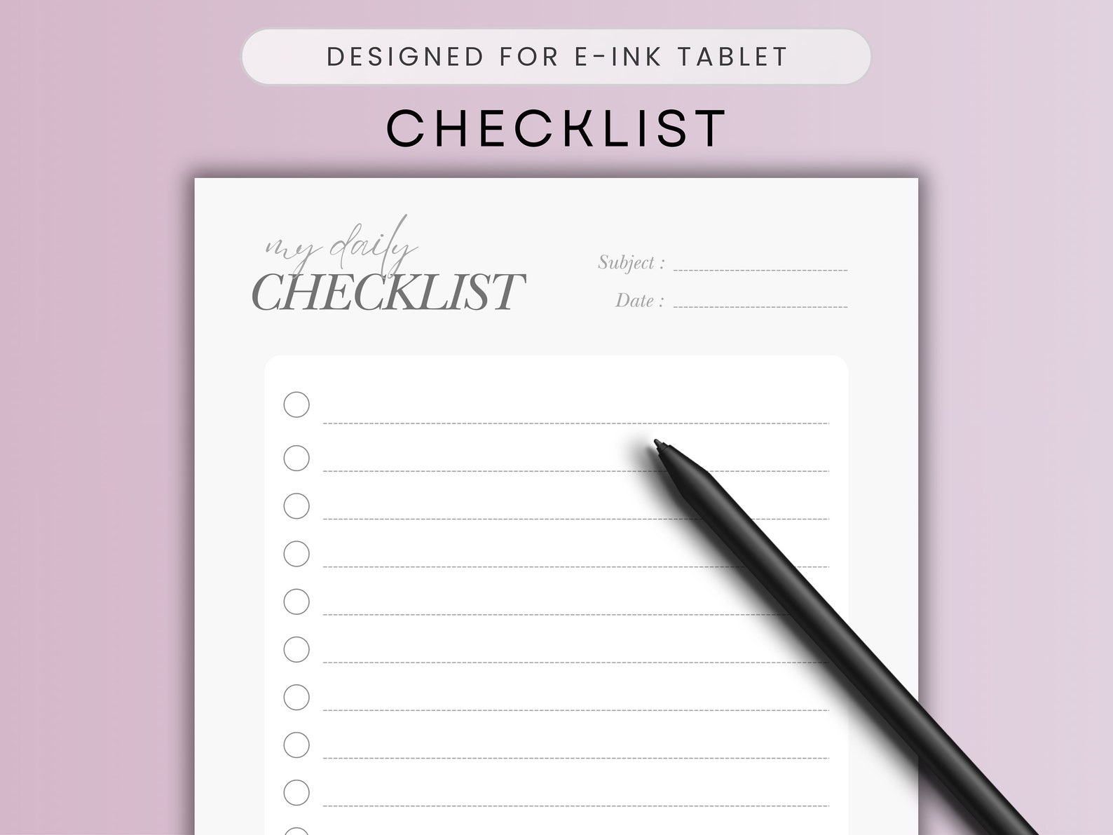 Checklist, to Do List Templates, Digital Download, Todo, for E-ink ...