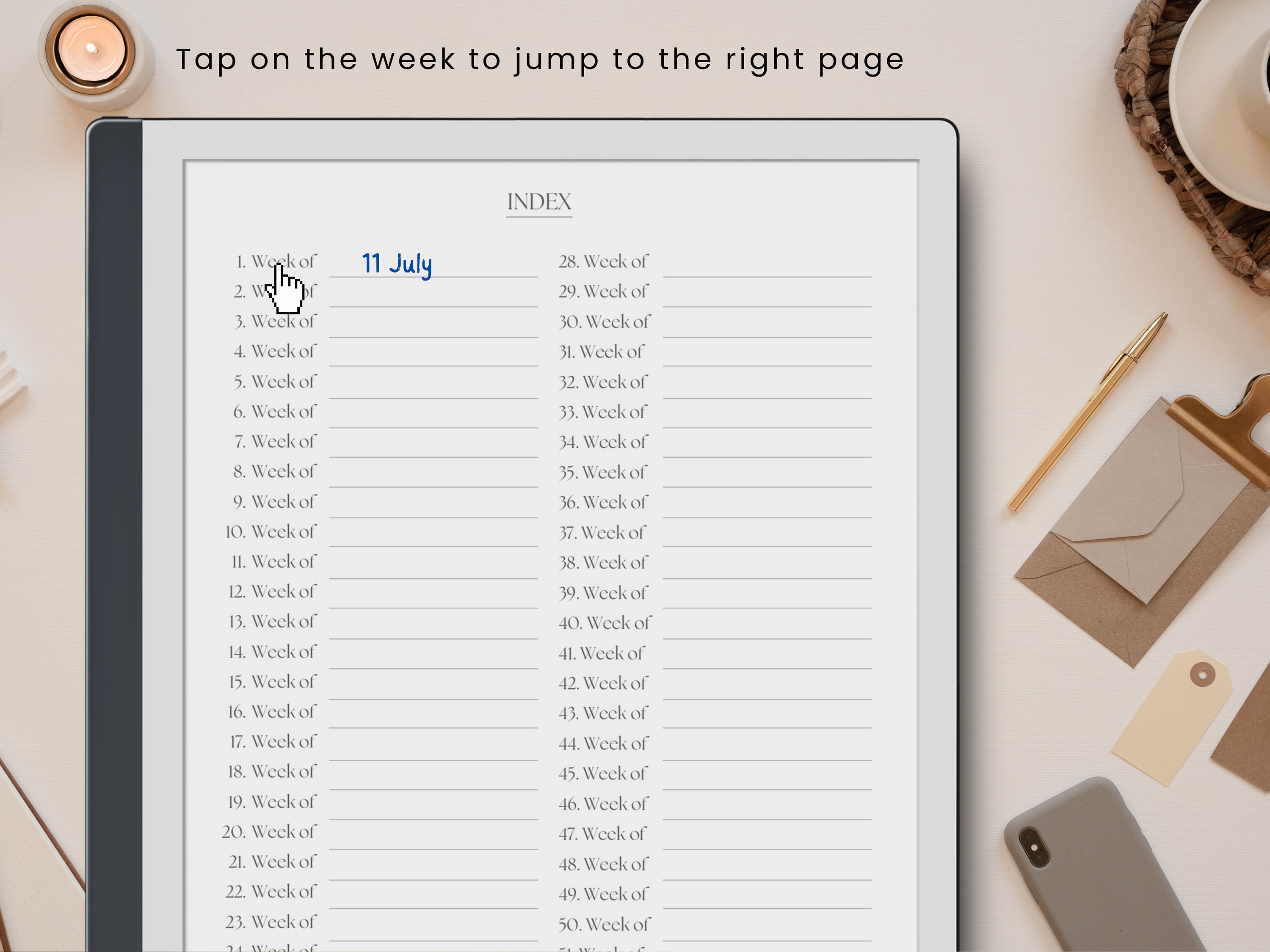 Simple Week Planner for E-ink Tablets, Weekly Planner, Digital Planner ...