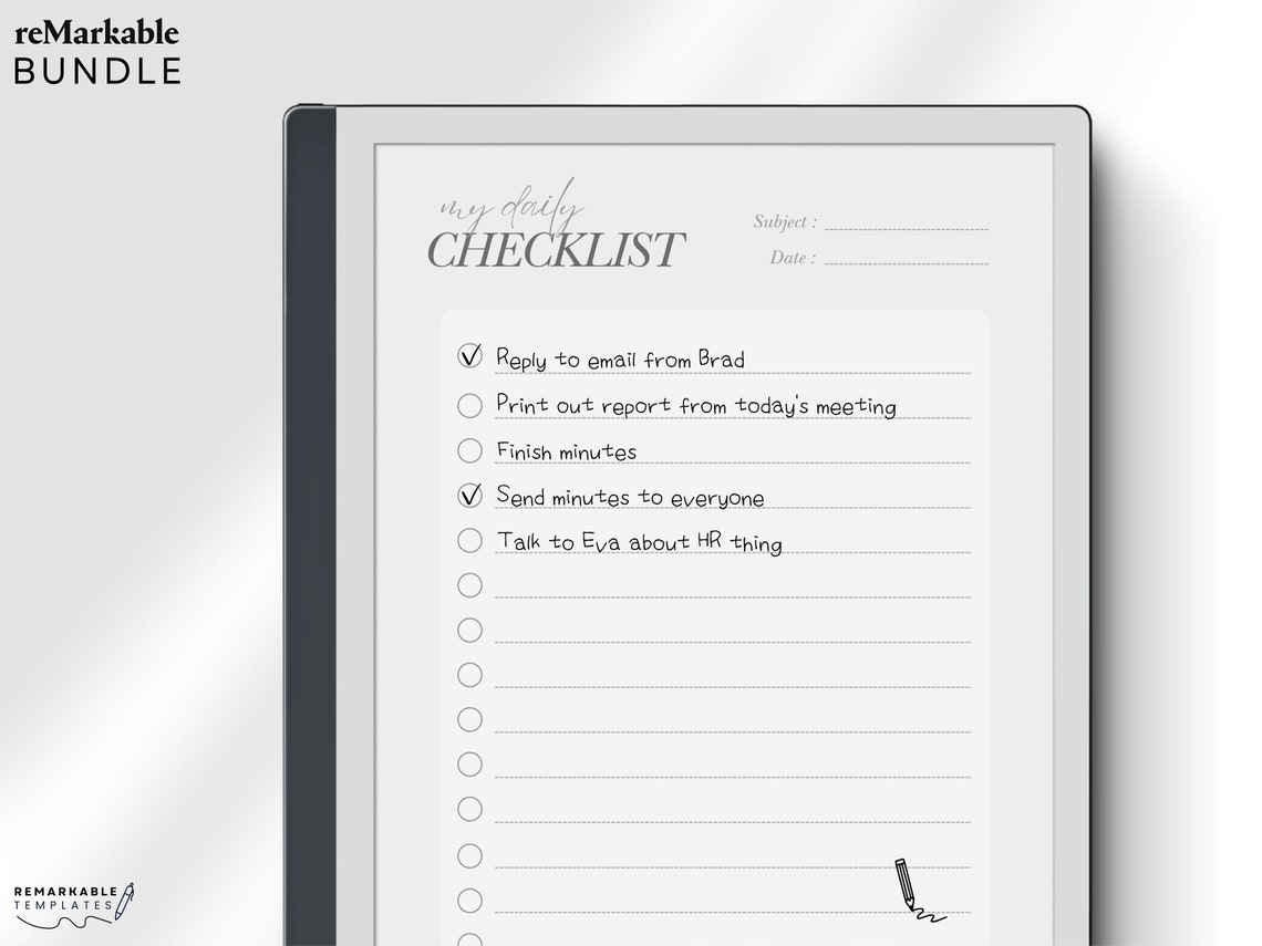 Remarkable 2 to Do List Bundle Todo Templates Checklist Digital ...