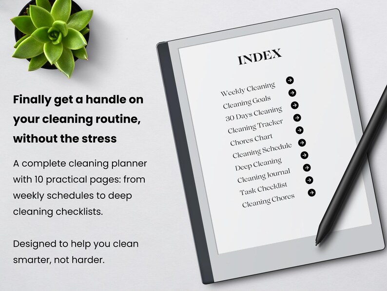 E-ink Cleaning Planner: Chores, Tracker, Checklist (PDF Download) - Etsy