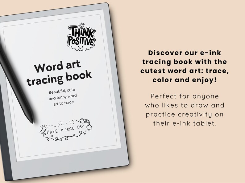 Word Art Tracing Book, E-ink Tablet, Mindfulness Activity (digital ...