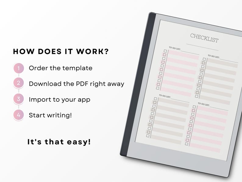 Remarkable Paper Pro Checklist Template, Daily To-do List (digital ...