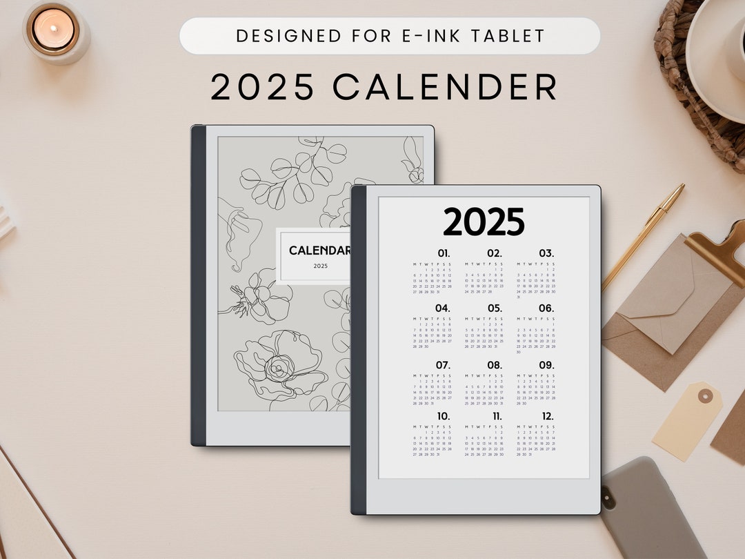2025 Calendar Template for E-ink Tablet, Monthly Calendar, Paper Tablet ...
