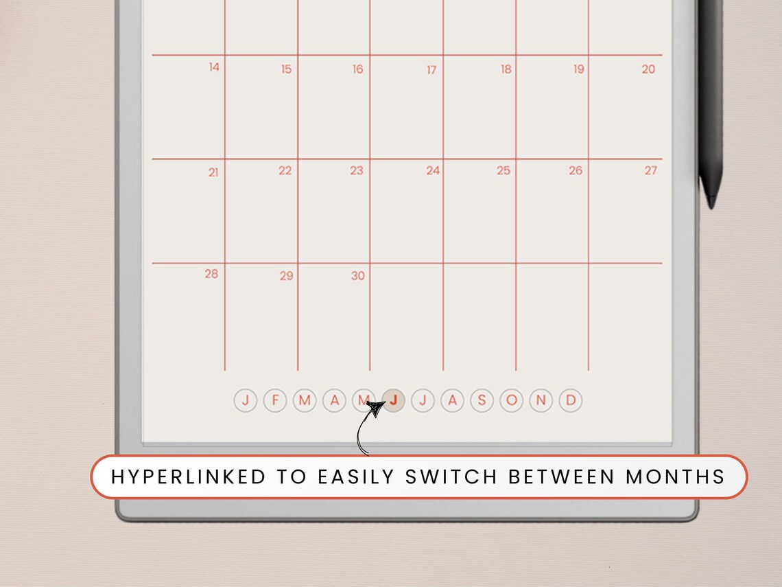 2025-2026 Calendar Templates for Remarkable, Interactive PDF (digital ...