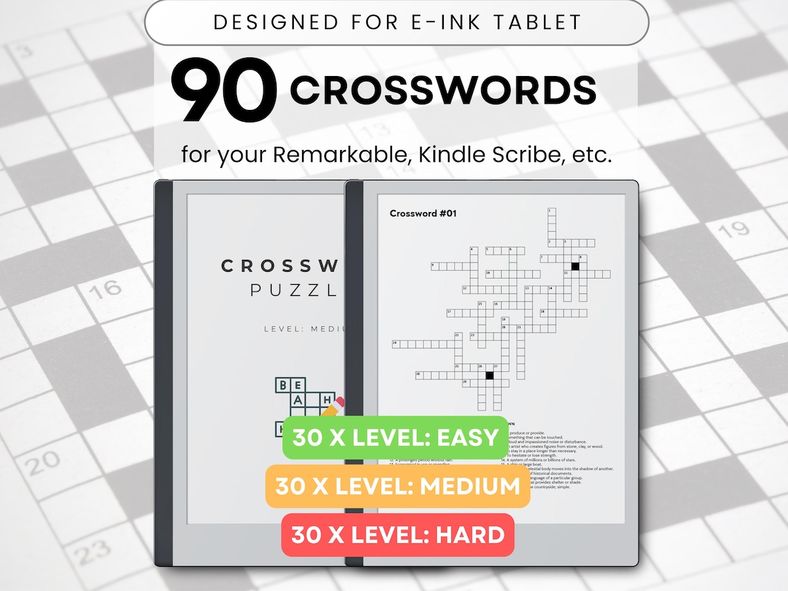 90 Crossword Puzzle Game Templates: Easy, Medium, Hard (PDF) - Etsy