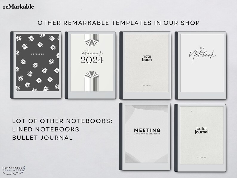 Remarkable 2 Notebook Template, Digital Notebook, Checkered / Square ...