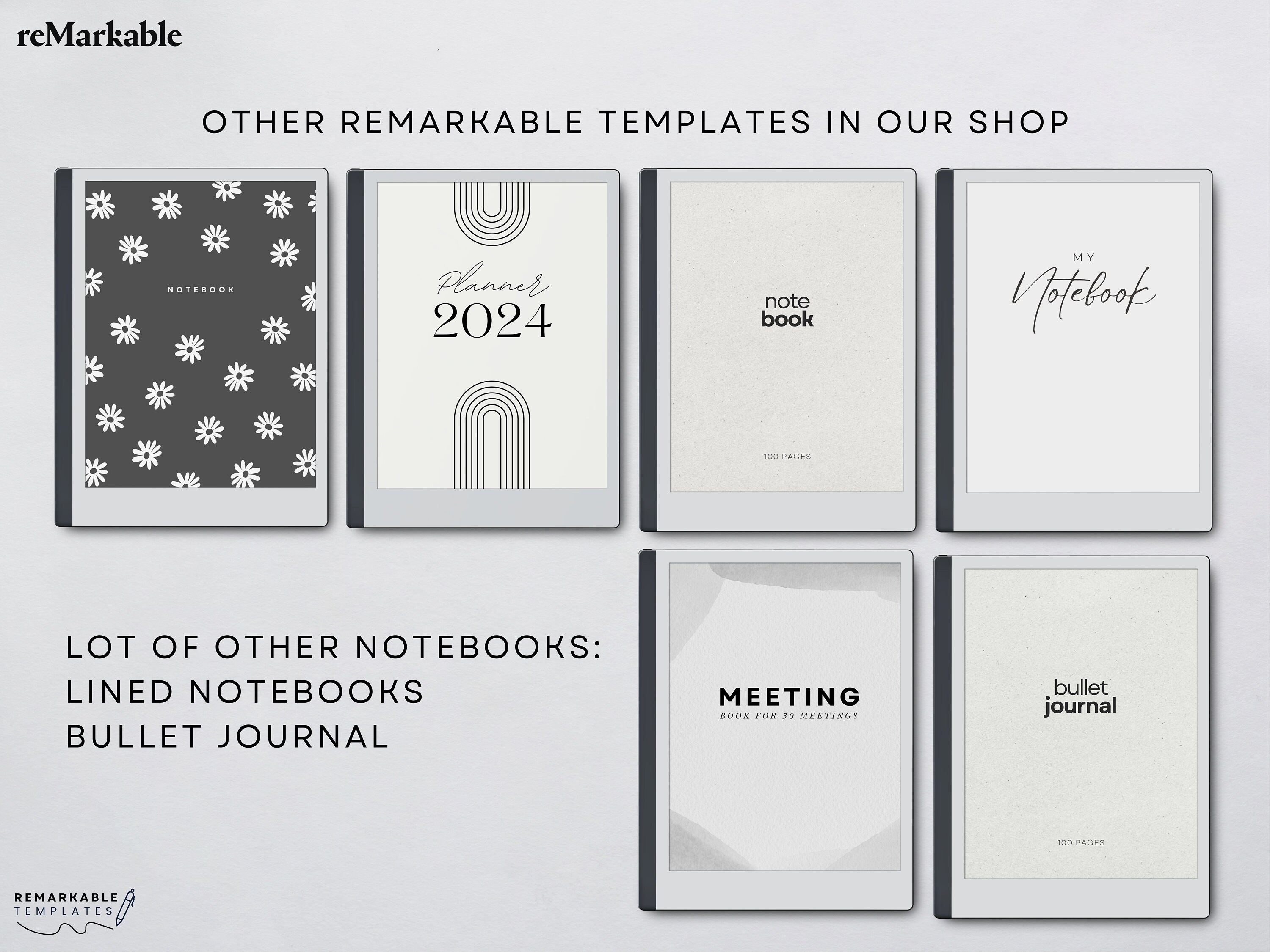 Remarkable 2 Notebook Template, Digital Notebook, Checkered / Square ...