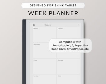 Simple Week Planner for E-ink Tablets, Weekly Planner, Digital Planner ...