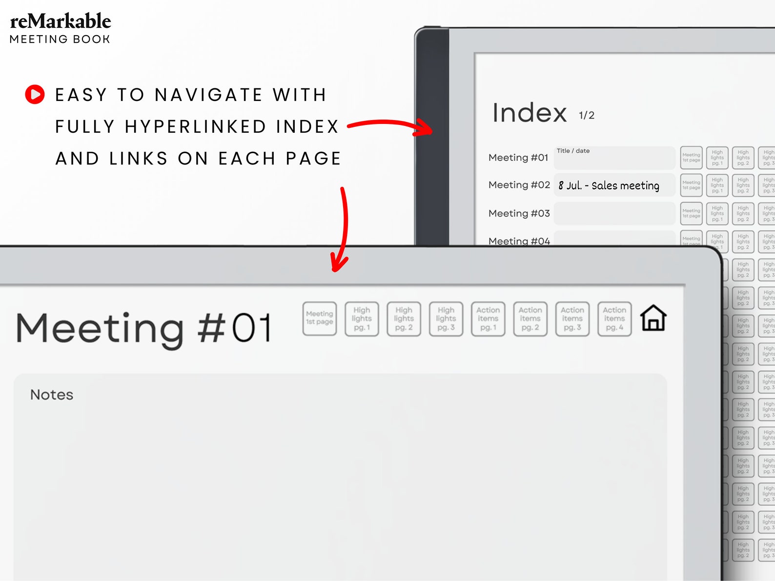 Remarkable 2 Templates Meeting Book, Meeting Notes, Hyperlinked PDF ...