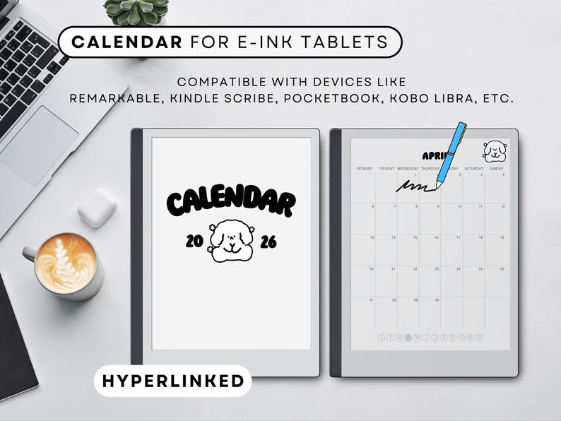 2026 Calendar Template for E-ink Tablet as Remarkable 2, Paper Pro ...