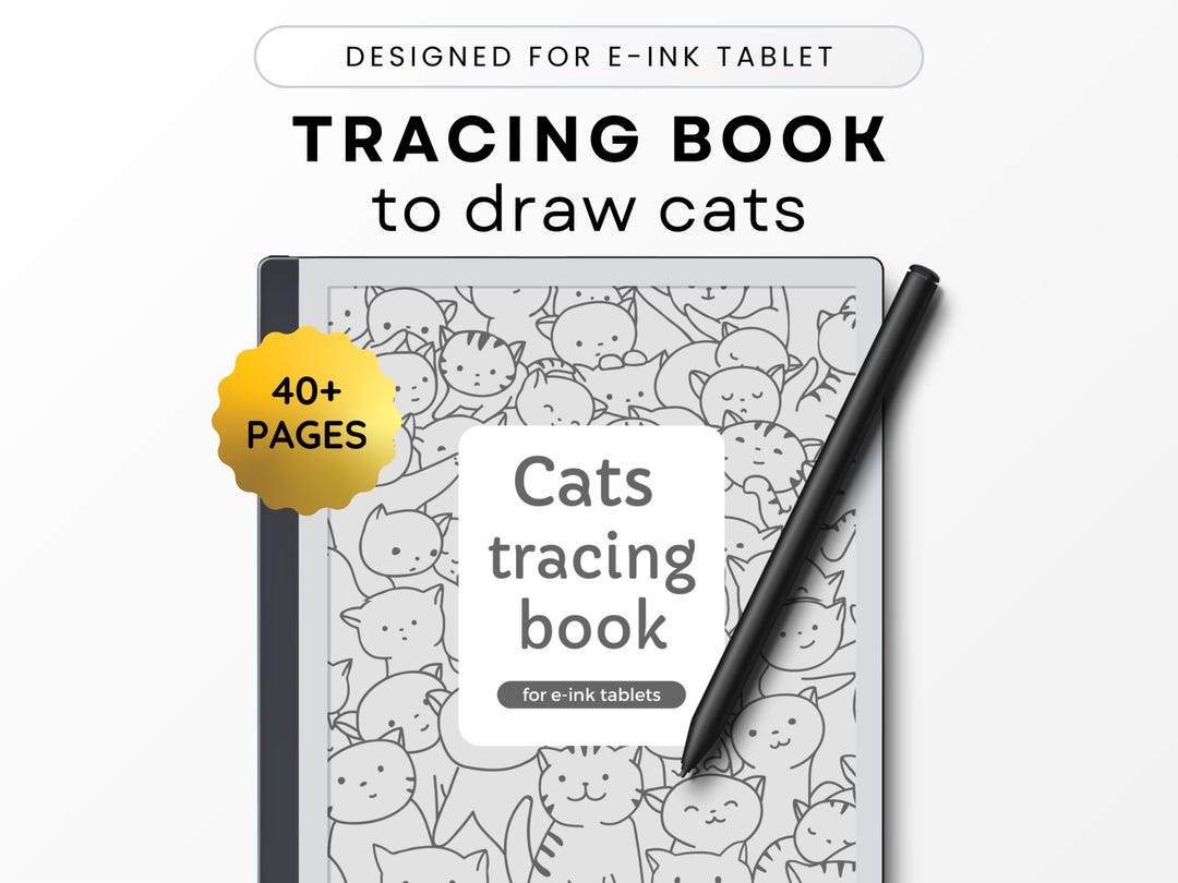 Cat Tracing Book for E-ink Device Like Remarkable, Kindle Scribe ...