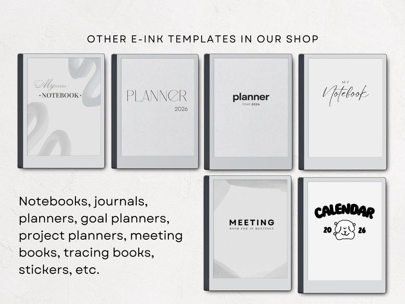 2026 Calendar Template for E-ink Tablet as Remarkable 2, Paper Pro ...