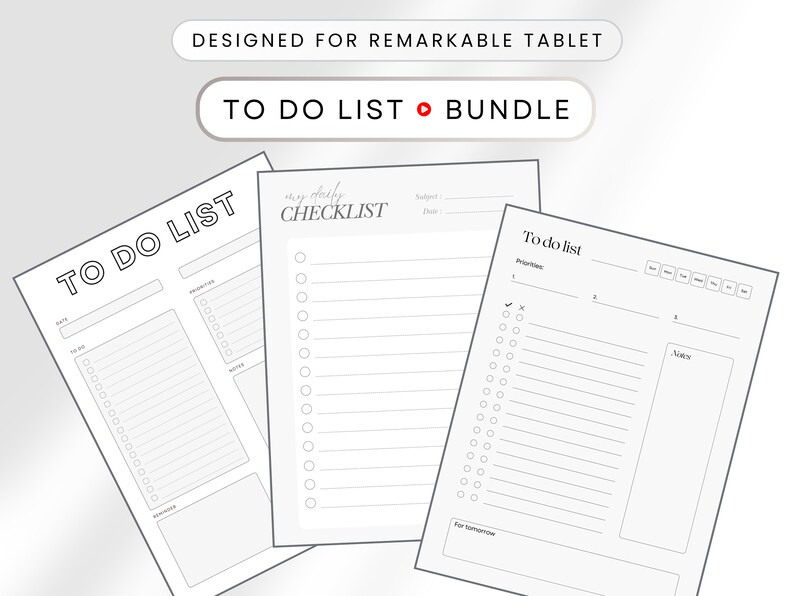 Remarkable 2 to Do List Bundle Todo Templates Checklist Digital ...
