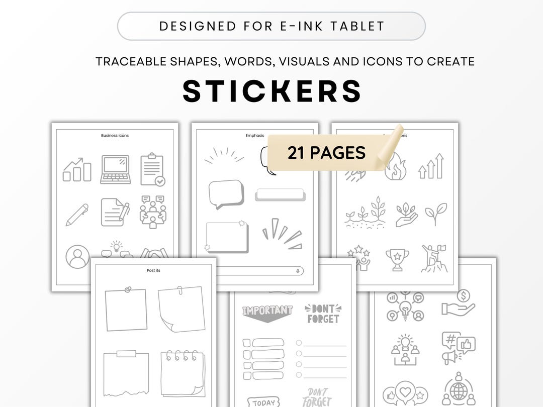 Shapes, Visuals, Images, Letters to Create Stickers for E-ink-tablet ...
