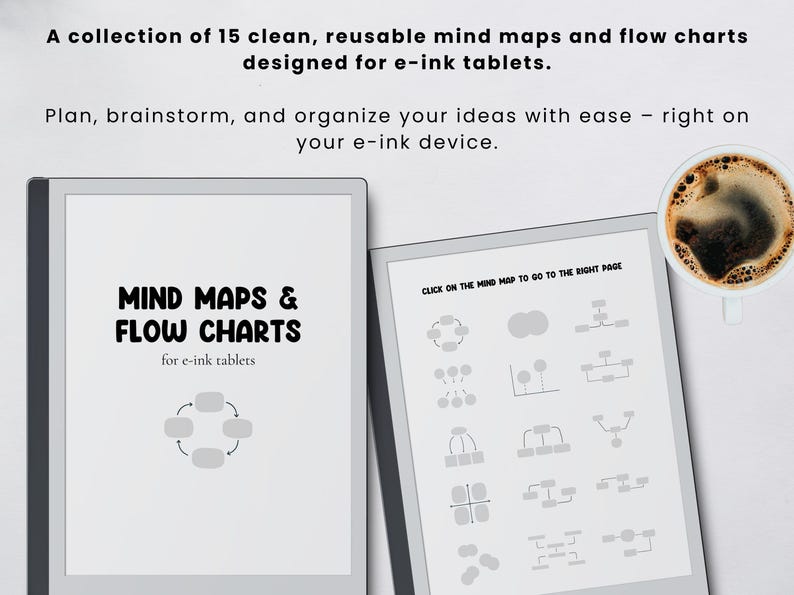 E-ink Tablet Mind Map Template, Flow Charts (PDF Pattern) - Etsy
