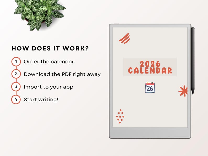 2026 E-ink Tablet Calendar: Remarkable Paper Pro Planner (PDF) - Etsy