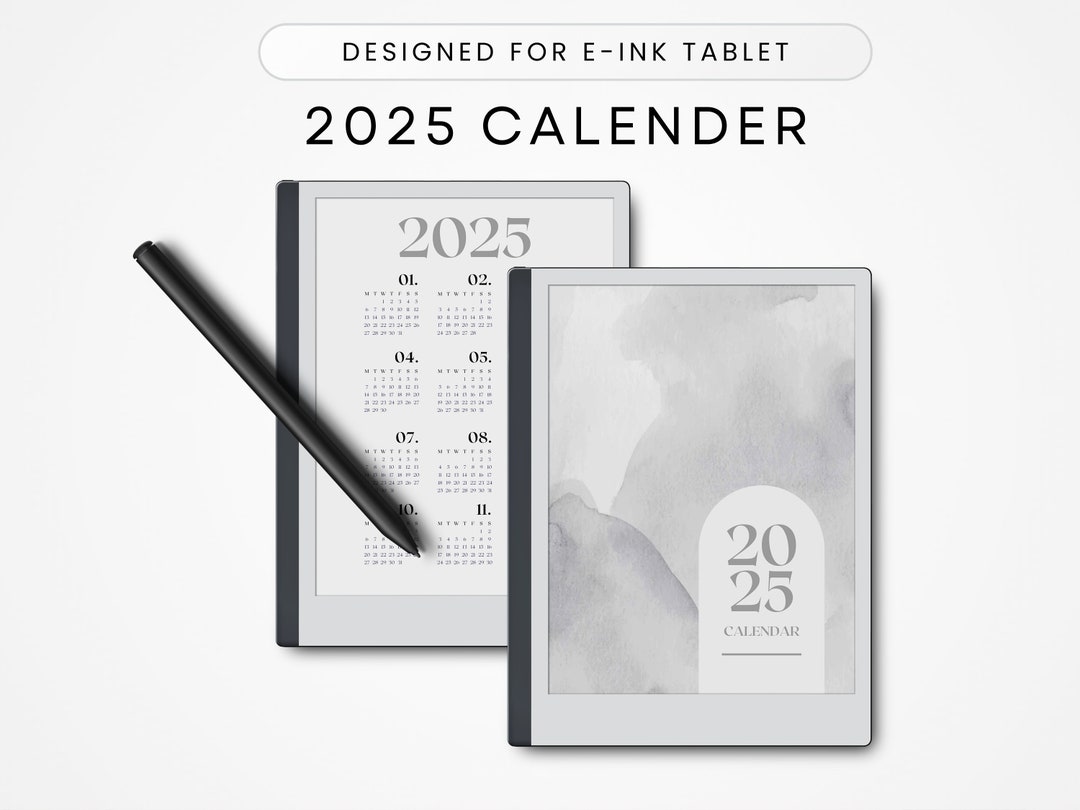2025 Calendar Template for E-ink Tablet, Monthly Calendar, Paper Tablet ...