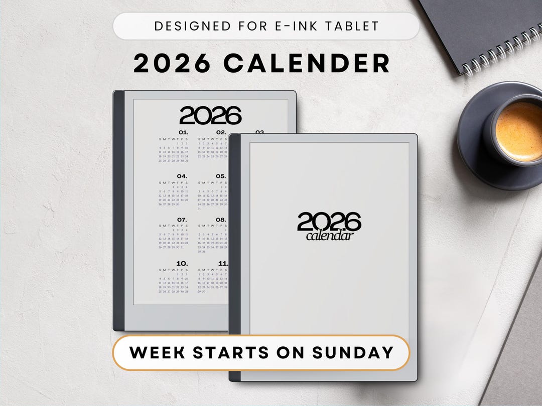 2026 E-ink Tablet Calendar, Monthly Planner (PDF) - Etsy