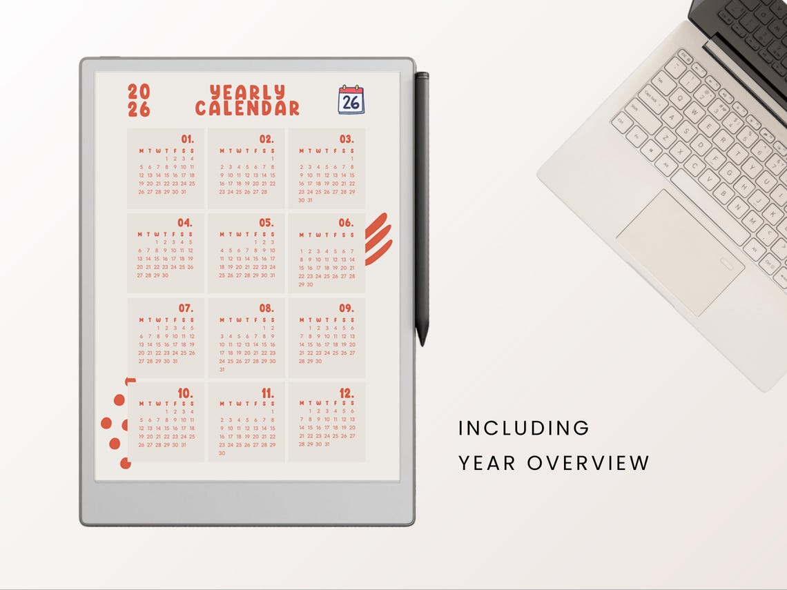 2026 E-ink Tablet Calendar: Remarkable Paper Pro Planner (PDF) - Etsy