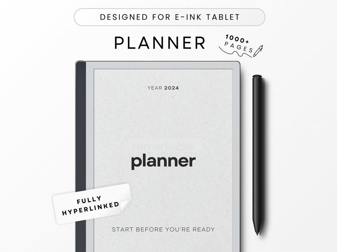 Planner for E-ink Tablet, 2024 Planner, Hyperlinked Digital Planner ...
