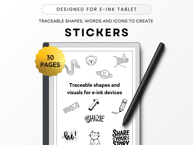 E-ink Tablet Sticker Template, Shapes, Letters, Visuals (PDF Pattern ...