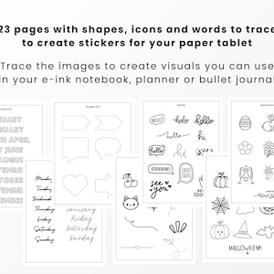 Shapes, Visuals, Images, Letters to Create Stickers for E-ink-tablet ...