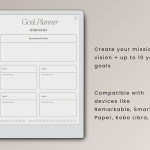 Goal Planner for E-ink Tablet, Goal Template, Digital Download ...