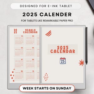 2025 Calendar Template for E-ink Tablet as Remarkable Paper Pro, Paper ...