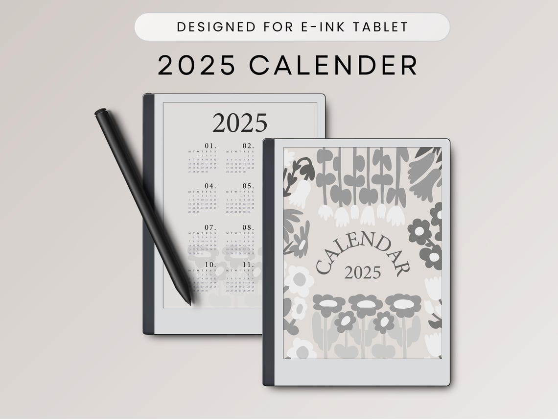 2025 Calendar Template for E-ink Tablet, Monthly Calendar, Paper Tablet ...
