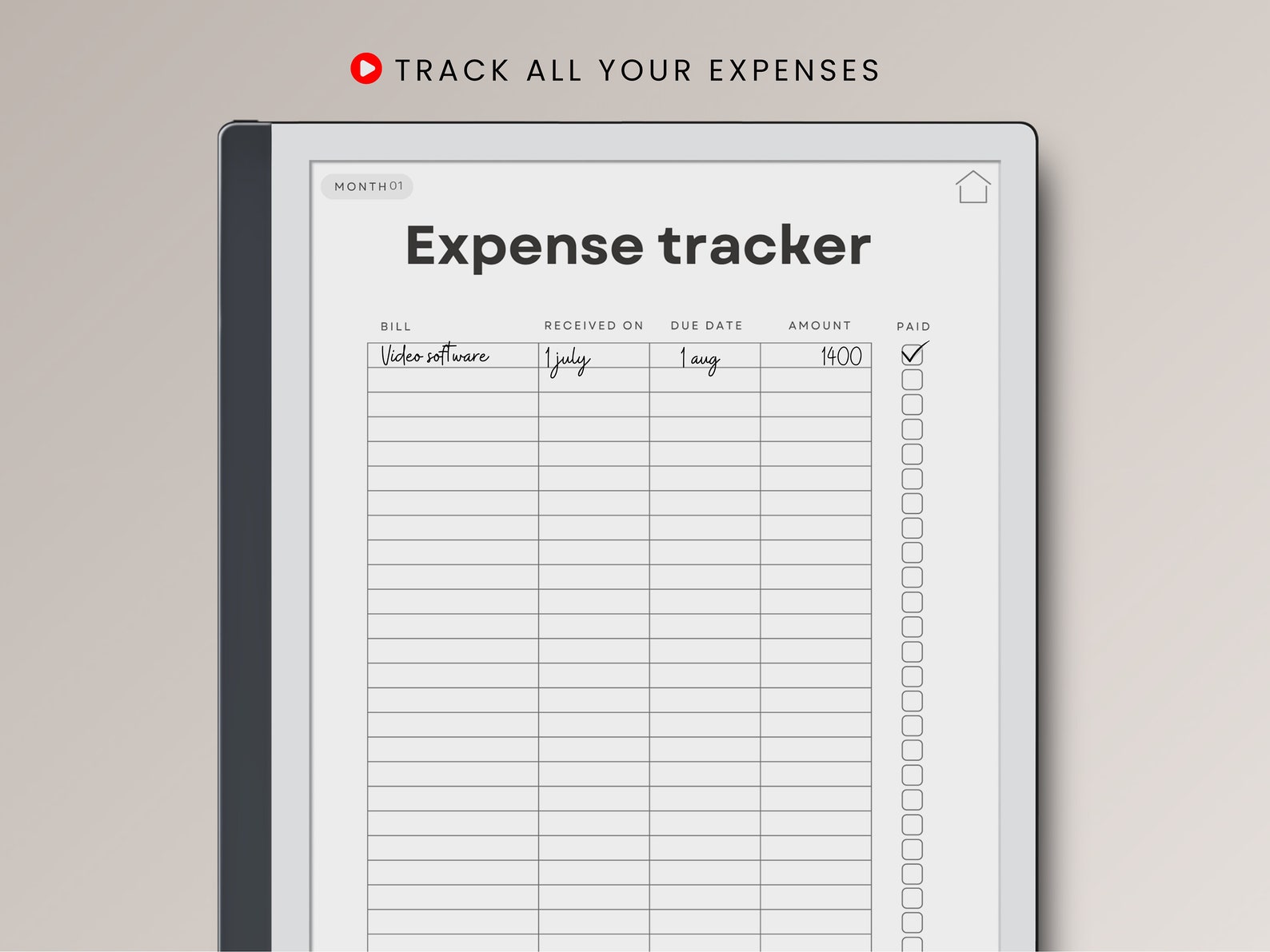 Budget Tracker for E-ink Tablet, Budget Planner, Expense Tracker, Bill ...